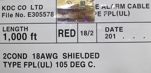 UL 1424 소방용 케이블 POWER LIMITED FIRE ALARM CABLE (18/2C) > 절연케이블 | 어바웃케이블